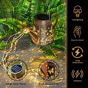 Solar Outdoor Lights, 90 LEDs Watering Can with Solar Powered Lights Outdoor by SPROUTMAVEN, Hanging Solar Lantern Metal Waterproof Garden Lights Decorations for Table Patio Yards Pathway Party