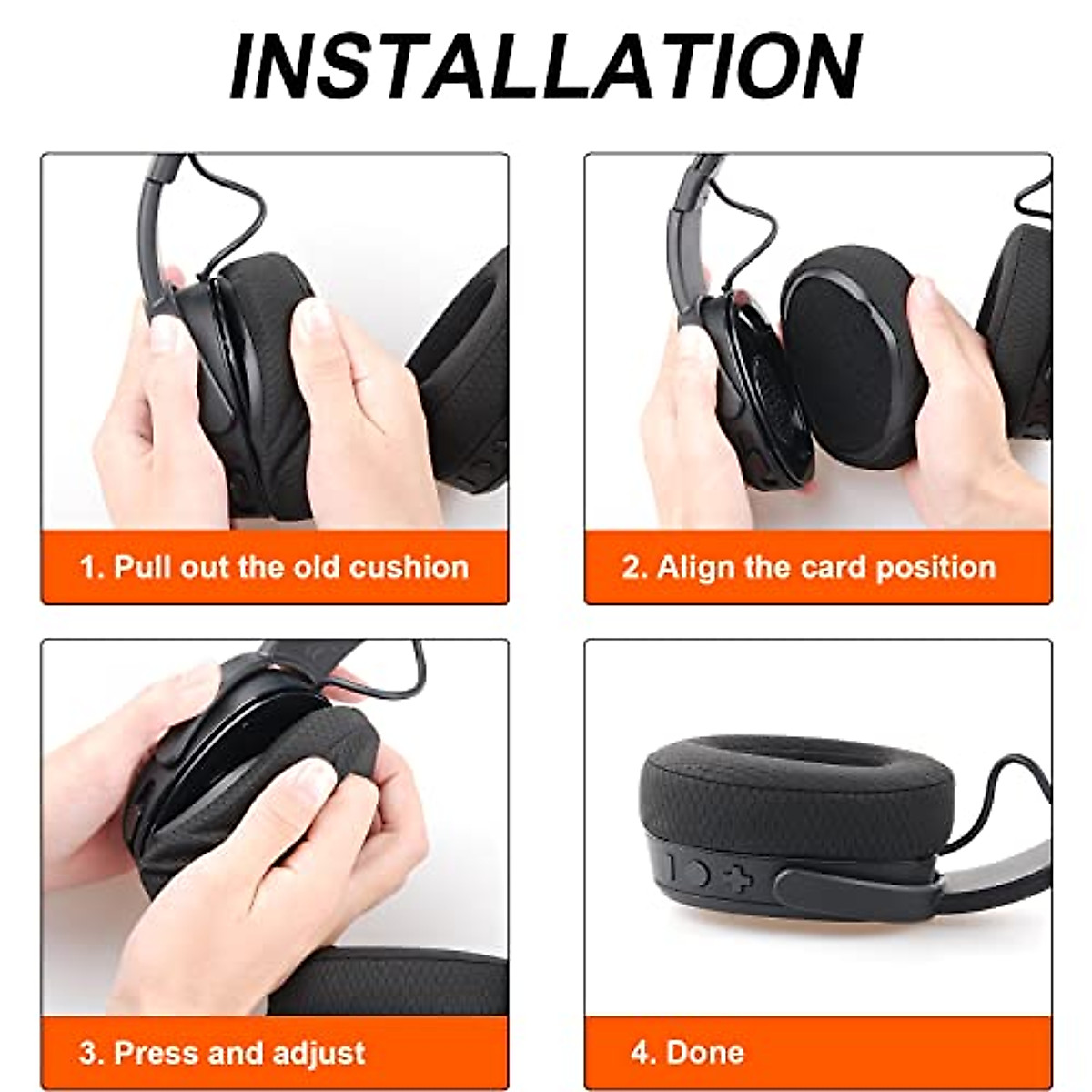 Gvoears Replacement Ear Pads Cushions for Skullcandy Crusher Wireless, Crusher ANC/EVO, Hesh ANC/EVO, Hesh 3 Wireless, Also Fit for Skullcandy Venue Wireless ANC Headphone with Black Mesh Fabric