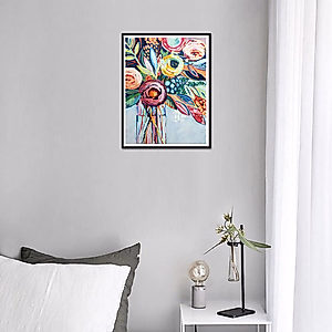 TISHIRON 5D Diamond Art Painting Abstract Flowers DIY Diamond Kits for Adults Kids Round Full Drill Diamond Art Kits Floral Picture Gem Art Crystal Painting Arts and Crafts for Beginners Kids 12"x16"