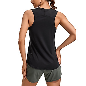 CRZ YOGA Lightweight Tank Top for Women Racerback Sleeveless Workout Tops High Neck Athletic Running Shirts Black Large