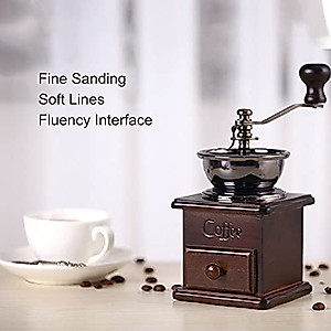 MOUMOUTEN Manual Coffee Grinder, Portable Adjustable Hand Pull Out Coffee Bean Bean Grinder Burr Mill, Retro Style Wooden Desk Decoration
