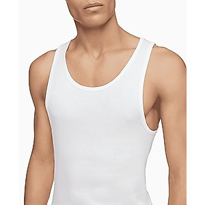 Calvin Klein mens 100% Cotton T-Shirt 3 count WHITE, TANK XL