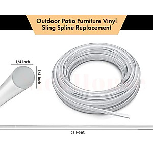 25' Vinyl 1/4" Outdoor Patio Sling Spline Furniture Replacement Awning Cord for Sling Chair Spline Repair