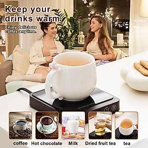 Coffee Mug Warmer Coffee Warmer for Desk Auto Shut Off with 5 Temperature Control 6 Time Adjustable, Mug Cup Heater for Office Home Warming Candle Warmer Coaster Heating Coffee Milk Tea Chocolate-Wood