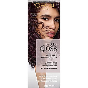 L'Oreal Paris Le Color Gloss One Step In-Shower Toning Hair Gloss, Neutralizes Brass, Conditions & Boosts Shine, Iridescent Plum Purple, 4 Ounce