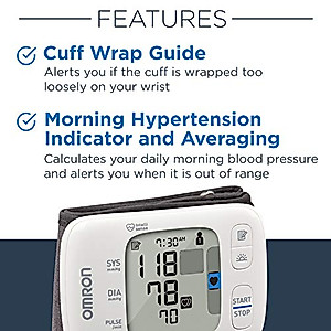 OMRON Gold Blood Pressure Monitor, Portable Wireless Wrist Monitor, Digital Bluetooth Blood Pressure Machine, Stores Up To 200 Readings for Two Users (100 readings each)