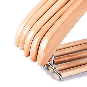Quality Hangers Wooden Hangers Beautiful Sturdy Suit Coat Hangers with Locking Bar Glossy Natural Wood (5)