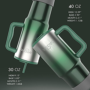 WOOVO 30oz Water Tumbler with Handle, Insulated Mug with Straw and Lid, BPA Free Reusable Double Wall Stainless Steel Water Bottle, Travel Cups Stay Cold, Green