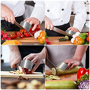 ZOCONE 6 PCS Stainless Steel Finger Guard Finger Tips Protector Cut Resistant Finger Cots Set, Kitchen Safe Steel Slicing Tool for Hands, Finger Protector Knife Guard for Dicing, Peeling