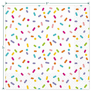 HOME & HOOPLA Confetti Sprinkles Baby Shower Party Round Paper Dessert Plates and Pink Beverage Napkins (16 Plates & Napkins)