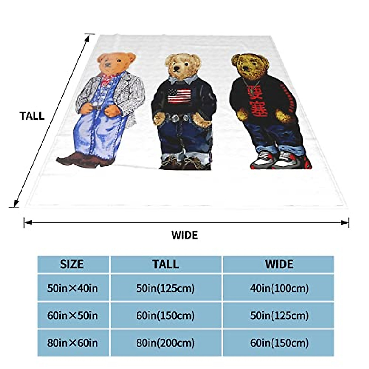 Boutique Throw Blanket -Bro Polo Bear Super Soft Fleece Throw Blankets,Fuzzy Plush Blanket Oversized,Thin Lightweight Blanket for All Season 80"x60" Adult