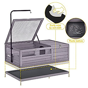 Aivituvin Wooden Tortoise House Large Tortoise Habitat Cage, Indoor Tortoises Enclosure for Small Animals, Outdoor Reptile Cage - Upgraded Weatherproof Bottom