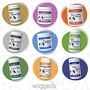 waggedy Daily Essentials Senior Tablets with Glucosamine — Pet Supplies for Digestion and Joint Health — Dog Multivitamin Treats for Overall Defense — Dog Vitamins and Supplements (60 Chewy Tablets)