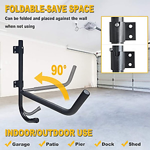 FOXCID KAYAK WALL RACK 100 Pound Heavy Duty Steel Kayak Ladder Wall Mount Folding Storage Rack