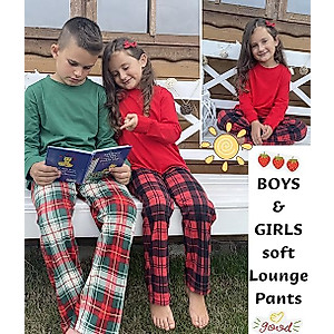 Ekouaer Boys Pajama Pants Long Sleep Pants Soft Elastic Waist Pajama Bottoms Plaid Lounge Pants with 2 Pockets