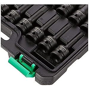 Amazon Brand - Denali 20-Piece 1/2-Inch Drive Impact Hex Driver Set with, SAE/Metric Size Carrying Case