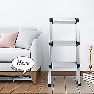 PENGJIE Folding Ladder Step Stool Ladder Stool 3 Step Folding Aluminum Heavy Duty Steel Portable Anti Slip Mat Tread Compact 150 Kg Capacity