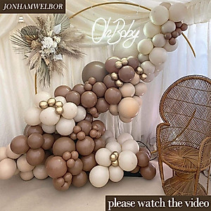 Jonhamwelbor Light Brown Balloons 12 inch 100 Pack Coffee Brown Matte Mocha Caramel Helium Latex Balloons for Birthday Baby Shower Wedding Decorations
