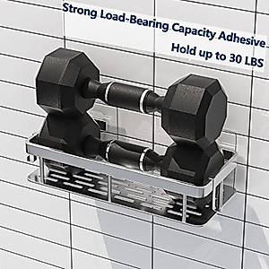 yolid Shower Caddy Adhesive Shower Organizer with Towel Rack and 4 Hooks, Rustproof Shower Shelves Rack for Shampoo Conditioner Bathroom Inside Shower Storage 2 Pack