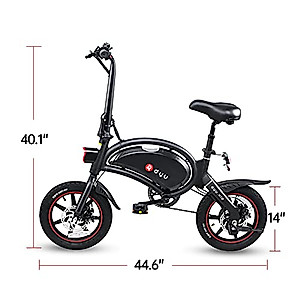 DYU Electric Bike for Adults Teens, D3F 14" Folding Electric Bicycle,Commuter City E-Bike with 250W Motor and 36V 10AH Lithium-Ion Battery,37-40miles Travel Range
