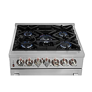 FORNO Massimo Freestanding 30-Inch Full Gas Range and Oven with 5 Italian Sealed Burners Cooktop - 4.32 Cu.Ft. Convection Stainless Steel Oven Includes Cast Iron Accessories