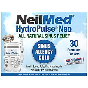 NeilMed HydroPulse Neo. Multi-Speed Electric Pulsating Nasal Sinus Irrigation System with 30 Sinus Rinse Premixed Packets.