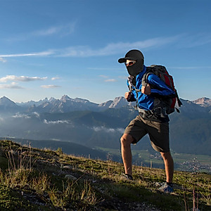 Cosmos Sun Protection Cooling Balaclava with Brim, Lightweight Breathable Sun Hood for Cycling, Fishing and Gardening (Black)