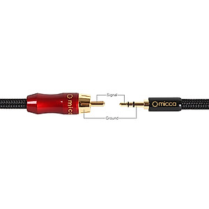 Micca Premium SPDIF Digital Coaxial Audio Cable - 3.5mm (1/8") to RCA, 3ft, Polarity: Tip - Signal, Sleeve - Ground