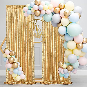 B-COOL Gold Sequin Backdrop Curtain Gold Curtains 2 Packs 2ftx8ft Gold Drapes for Backdrop Gold Backdrop Curtains for Parties Holiday Baby Shower Photography Stage