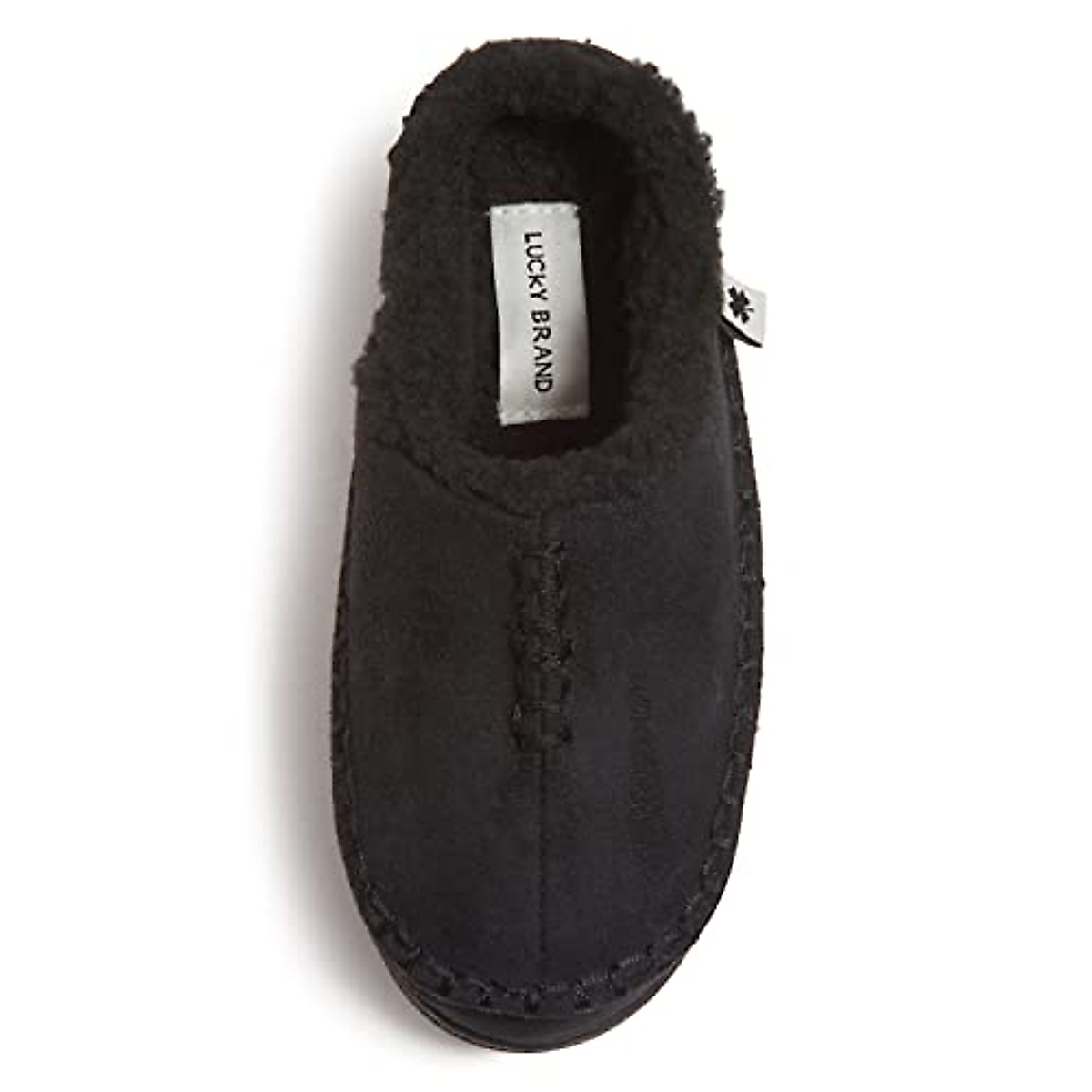 Lucky Brand Boys Micro Suede Clog Slippers, Non Slip Rubber Sole Warm Fuzzy Fluffy House Shoes, Kids Indoor Outdoor Clogs, Black, Size 2-3