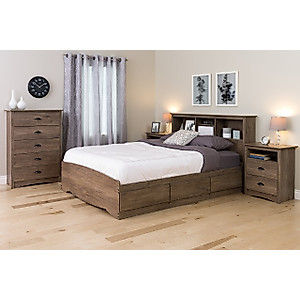 Prepac's Fremont 2 Drawer Nightstand: Elegant Bedroom Furniture, Bedside Table with Open Shelf, 23.25"W x 16"D x 28"H, Drifted Gray - DDC-2428