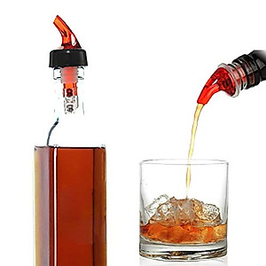 12 Pieces Automatic Measured Bottle Pourer, Uspacific Measured Wine Pourer Spouts, Bottle Pourer with Protective Case 1 oz (30 mL)(6 Transparent and 6 Red)