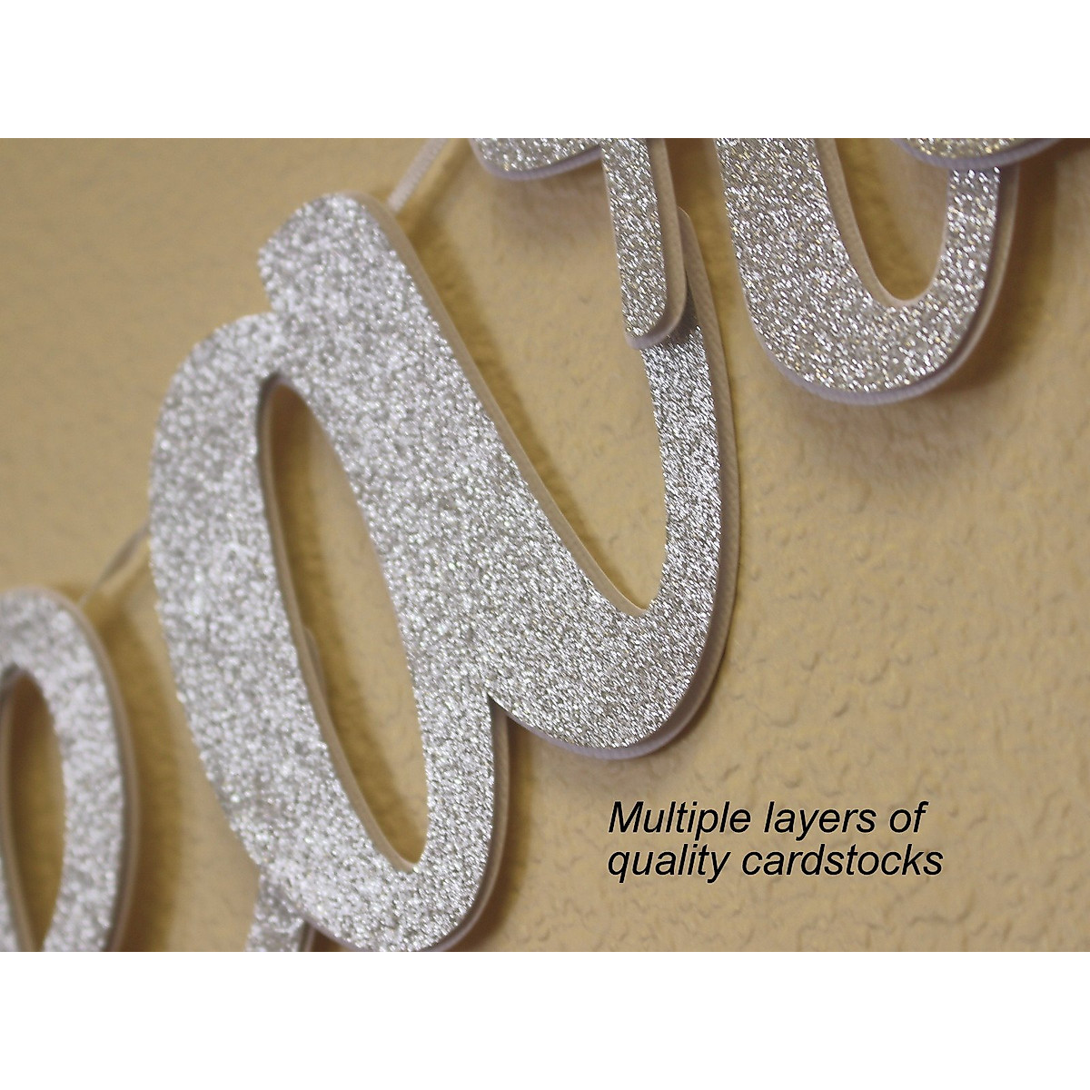 All About Details Engaged Cursive Banner, Engagement, Bridal Shower, Party Banner, Party Decor, Photo Backdrop, 1set (Silver)