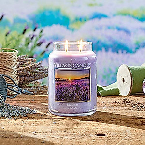 Village Candle Lavender Large Glass Apothecary Jar Scented Candle, 21.25 oz, Purple, 21 Ounce