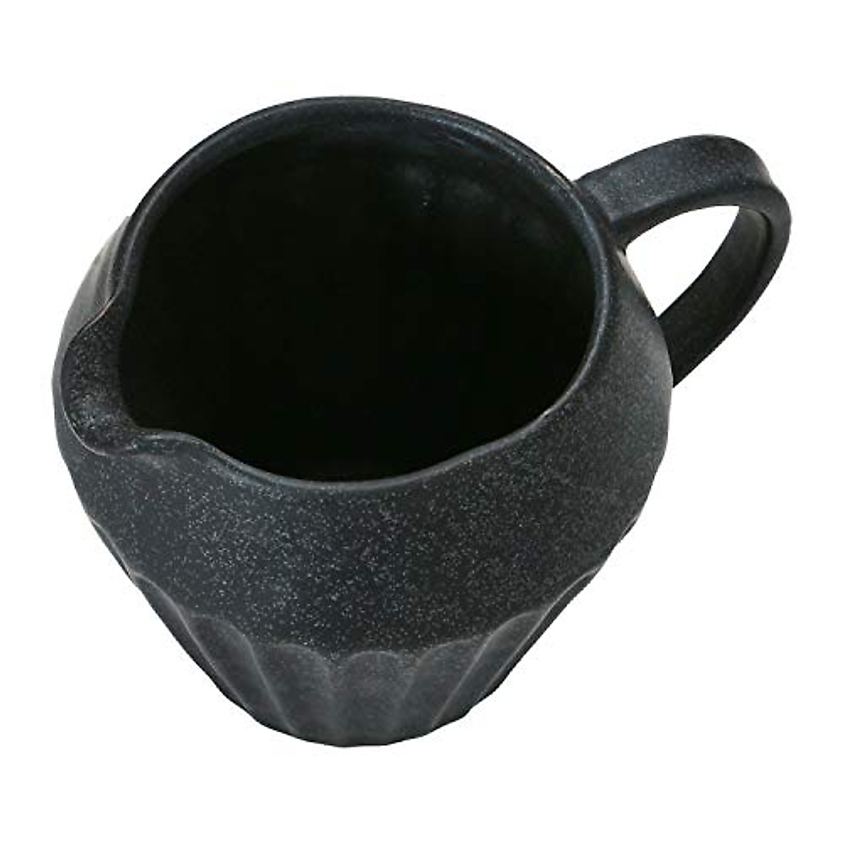 Creative Co-Op 14 oz. Stoneware, Reactive Glaze, Matte Black Finish Pitcher, 4.5"