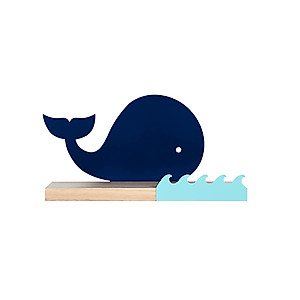CribMATE Wall Shelf Kids Whale Nursery Decor Floating Shelves - Floating Whale Bookshelf - Wood Toy Display Organizer - Baby Nursery Wall Decor. Peg Board Book Shelves, Picture Ledge Blue