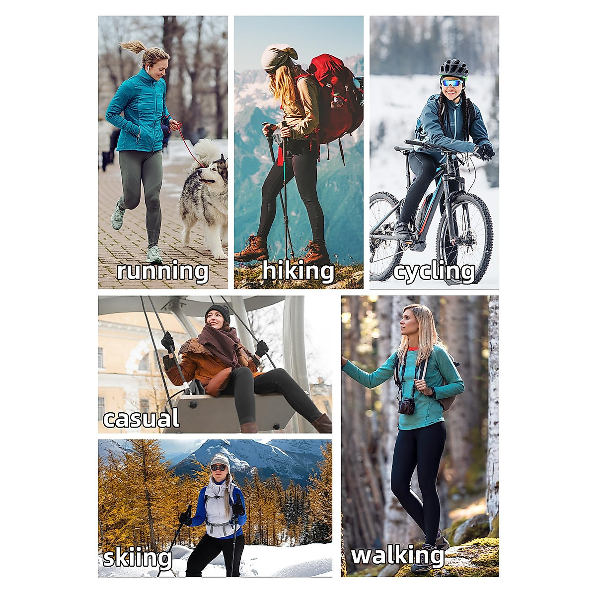 BALEAF Women's Fleece Lined Leggings Water Resistant Winter Clothes Running Tights Cold Weather Hiking Pants Zip Pockets Black L