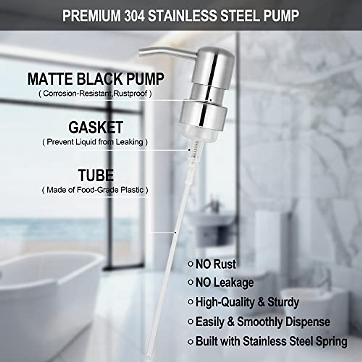 4 Set Foaming Hand Soap Dispenser Bathroom, Brushed Nickel Stainless Steel Foam Dispenser (Stainless Steel Pump + Clear Bottle)