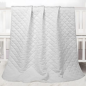 Zenssia Organic Cotton Baby Blanket Warm, Breathable and Super Soft Quilted Toddler Blanket for Boys and Girls - Thermal Crib Blanket Thick and Light Weight 39''x47'' Large - Gray