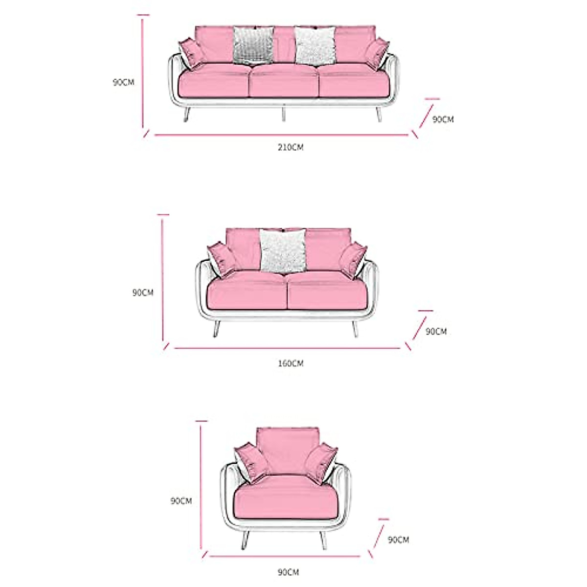 ANYURAN PU Leather Corner Sofa, Single+Small Double+Triple Modern Corner Couch Settee for Living Room Office Lounge
