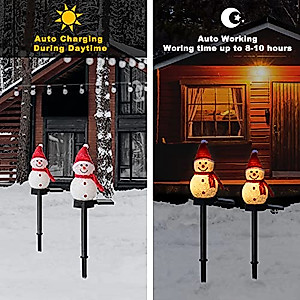 X-Boyouth Solar Snowman Lights Decorations 2Pcs Outdoor Snowman Stanta Ornament Landscape Pathway for Patio Yard Garden Lawn Decor, Solar Powered Party Indoor Holiday Gifts