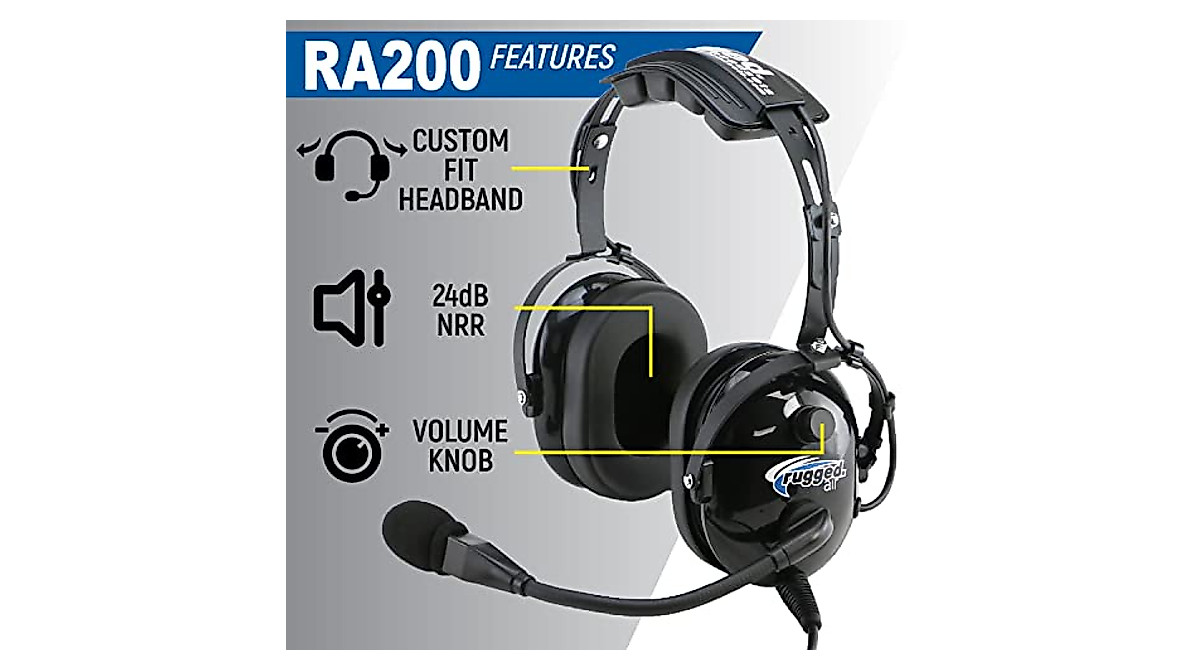 Rugged Air RA200 Aviation Headset for Pilots - Noise Reduction & Comfort