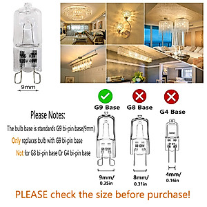 Snnalosses G9 Halogen Light Bulb 40 Watt,Long Lasting Lifespan with High Brightness 520 Lumen,CRI100 & 3000K Warm White,G9 Bulb Bi Pin Base for Chandeliers,Cabinet Lights,12Packs