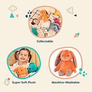 B. toys- B. softies- 12" Plush Bunny- Super Soft Stuffed Animal- Washable Rabbit Toy – for Babies, Toddlers, Kids-Happy Hues- Coral Cutie Orange Bunny- 0 Months +