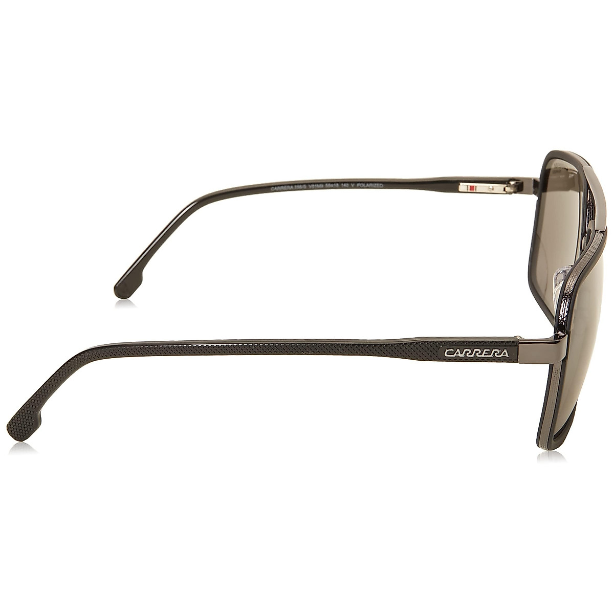 Carrera Men's 256/S Rectangular Sunglasses, Black/Polarized Gray, 58mm, 18mm