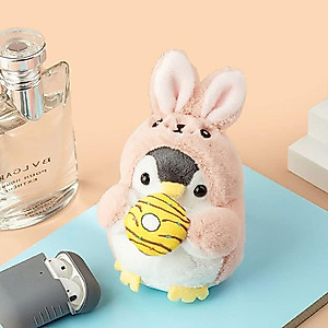 Tarieson Womens Cute Cosplay Donut Penguin Plush Pendant Keychains Keyring Gift Pendant Handbag Tote Girls Purse Backpack Decoration Accessories -Frog