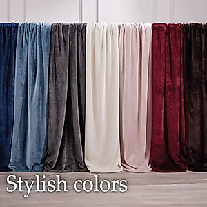 lalaLOOM Luxurious Soft Fleece Bed or Throw Blanket, Queen 90x90 Warm Velvet Plush Blankets, Comfy Lightweight Cozy Bedding, Washable Home Décor Throws for Sofa Couch, Bedroom Dorm Room, Gray Blue