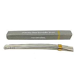 Novomates Easy Clean Yerba Mate Straw - Bombilla Mate for Mate Tea Drinking Filter Straw – Mate Straw Food-Grade Stanley Steel Mate Straw - 6.2" (15.8cm) Long (Mate Gourd not included)