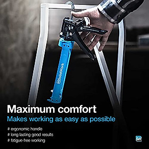 SolidWork Drip-Free Caulk Gun with Ergonomic Steel Handle, up to 1/10 Gallon Cartridge, Adjustable 24:1 or 12:1 Thrust Ratio 1/10 Gallon Cartridge | Blue Caulking Gun
