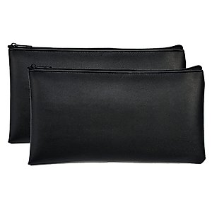 RXEAZIL 2 Pack Money Bag for Cash, 11x6 inches Security Durable Bank Deposit Money Coin Checks Bag Pouch Organizer Receipt Holder Utility Wallet for Cash Men Women (Black)